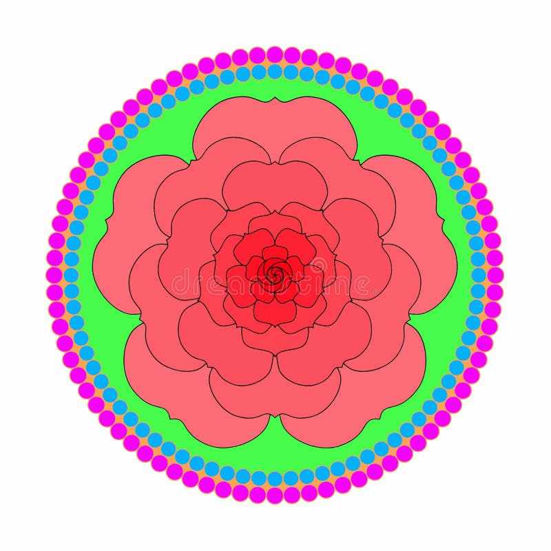 Colored Mandala with Pink Rose - High Resolution Colorful Mandala ...