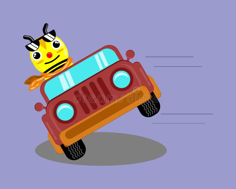 Illustration Vector Graphic Cartoon Character of Cute Bee Driving Car ...