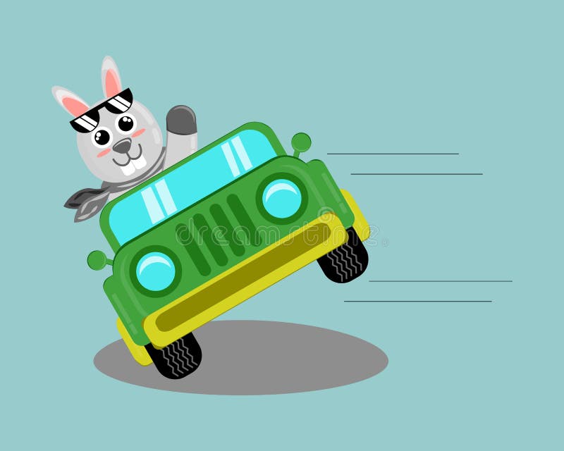 Illustration Vector Graphic Cartoon Character of Cute Rabbit Driving ...