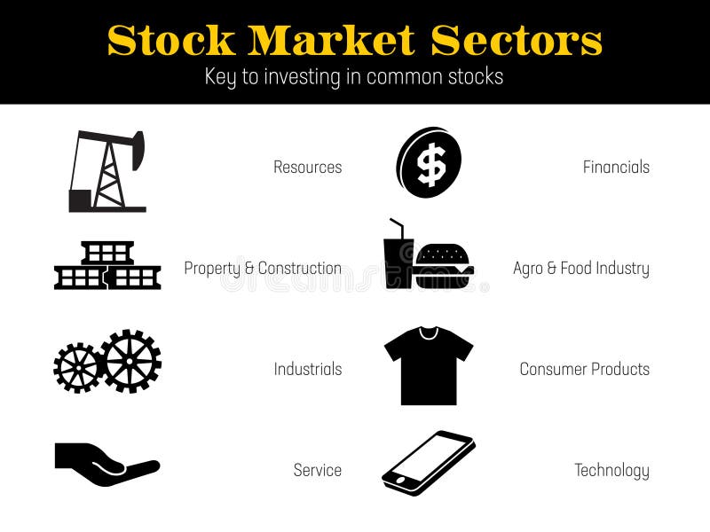 Stock Market Sectors Icons Set Stock Vector - Illustration of investing ...