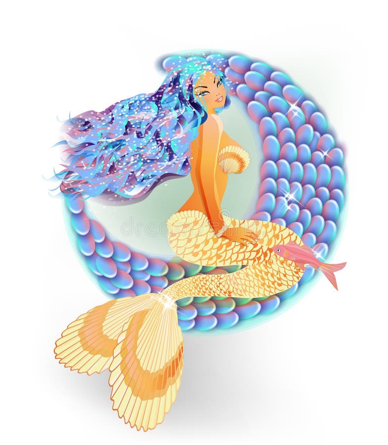 Pretty Mermaid is Swinging on Moon Stock Vector - Illustration of ...