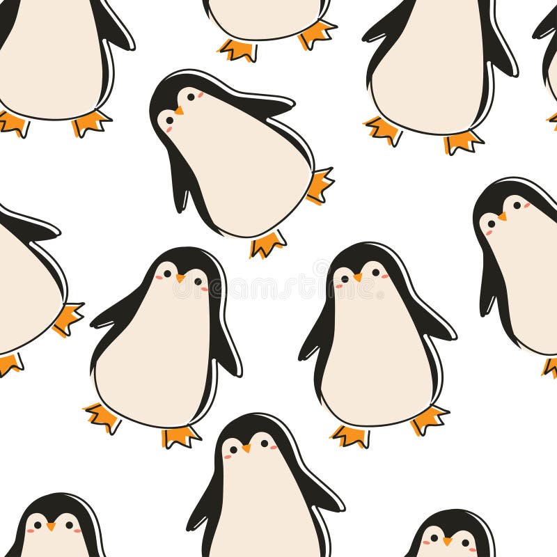 Seamless Pattern with Cute Cartoon Penguin for Fabric Print, Textile ...