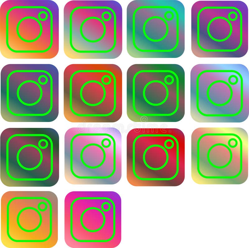 Instagram Icons Set Gradient Style Grenn Based Editorial Image ...