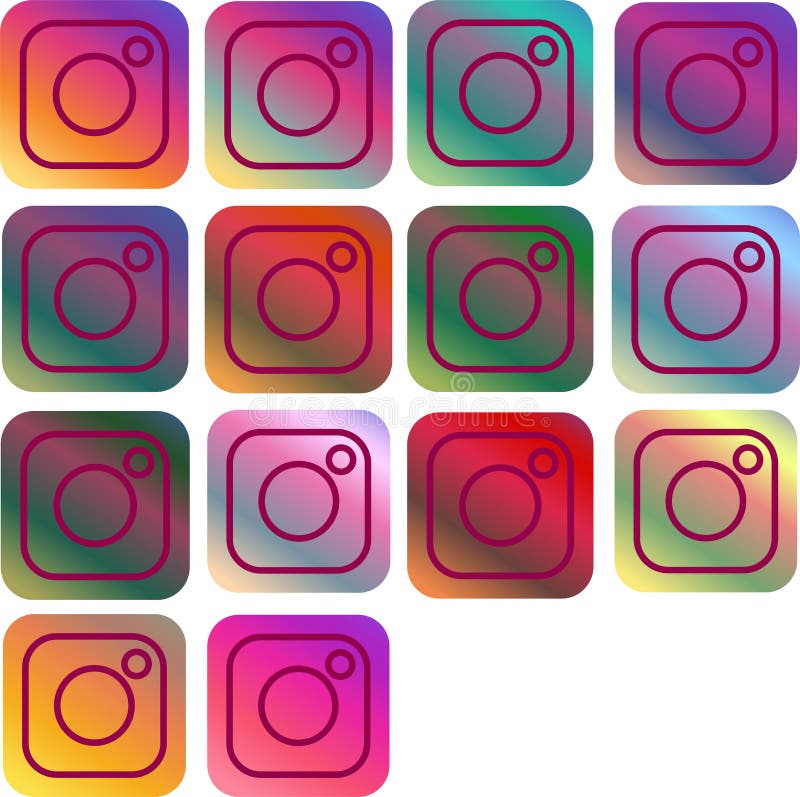 Instagram Icons Set Gradient Style Dark Purple Based Editorial Stock ...