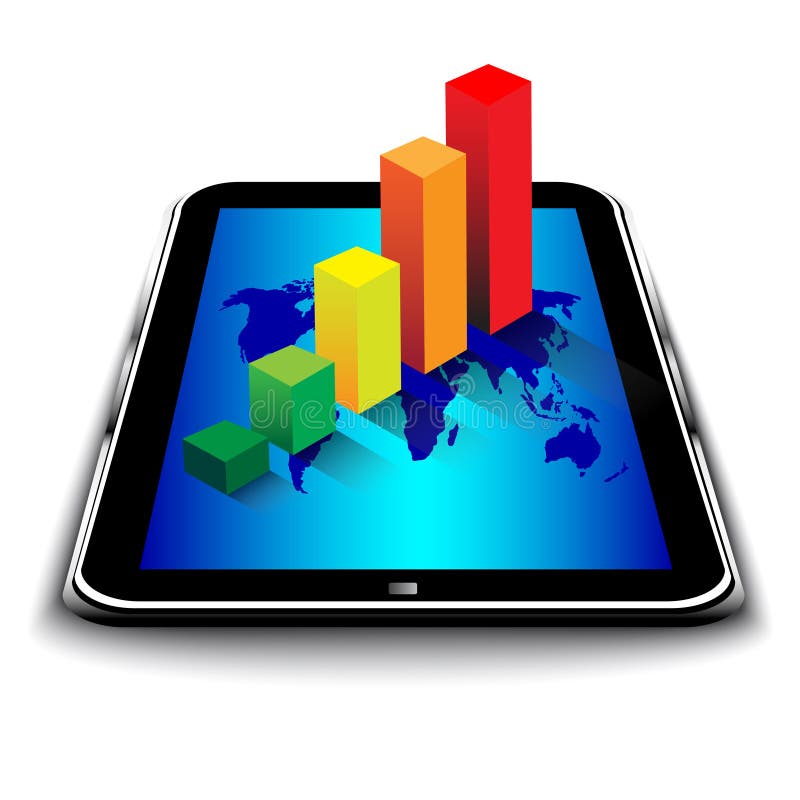 Tablet Pc and Business Graph on the Screen Stock Vector - Illustration ...