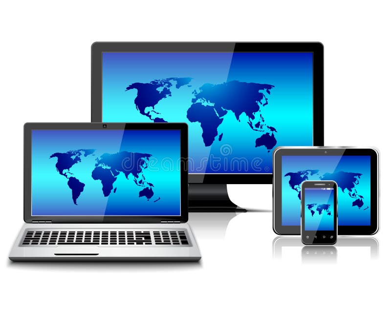 Tablet PC with Blue Touchscreen and Colorful Apps Stock Vector ...