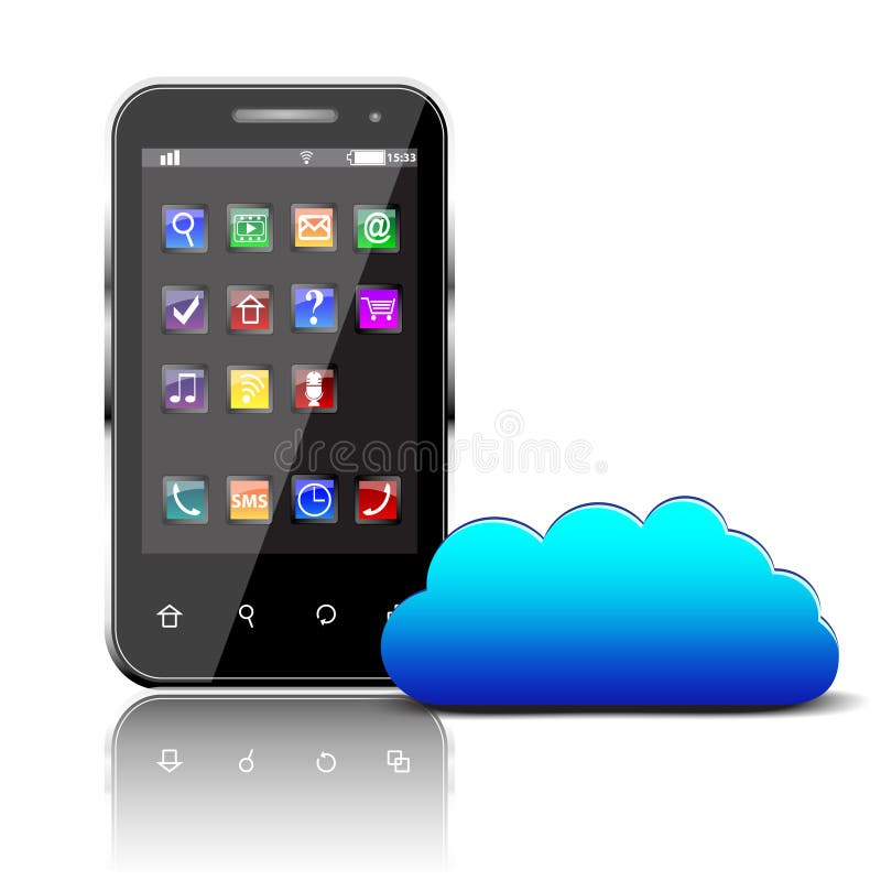 Tablet PC with Blue Touchscreen and Colorful Apps Stock Vector ...