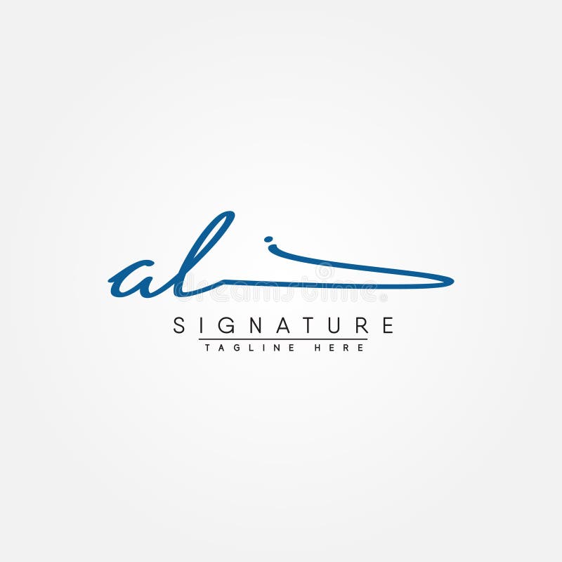 Initial Letter AL Logo - Handwritten Signature Style Logo Stock Vector ...