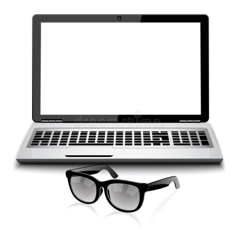 Close-ups on Glasses and Laptop - Office Life Stock Vector ...