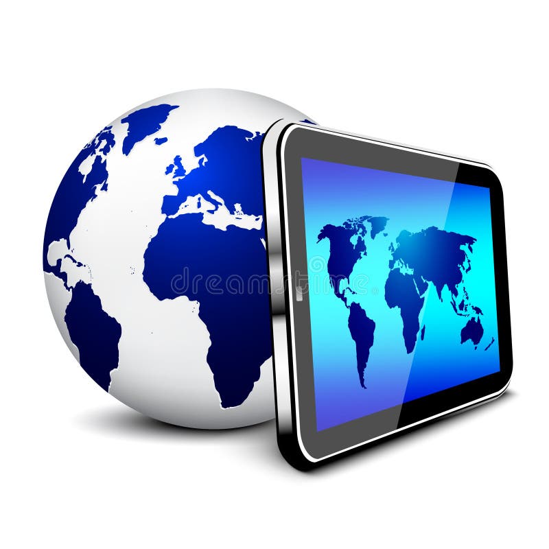 Tablet PC with Blue Touchscreen and Colorful Apps Stock Vector ...