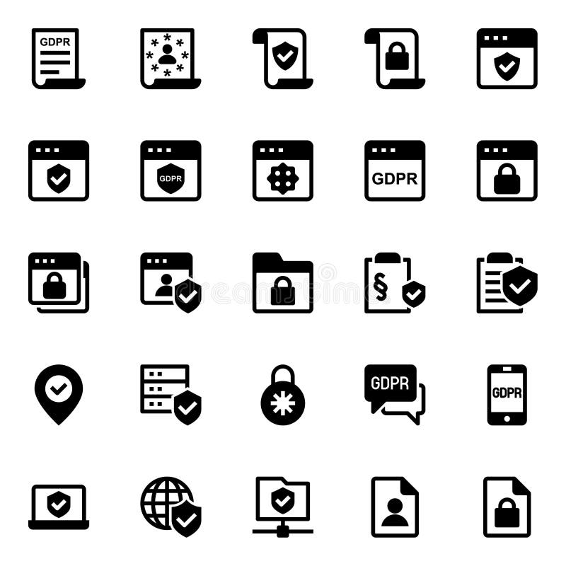 Glyph Icons for General Data Protection Regulation. Stock Vector ...