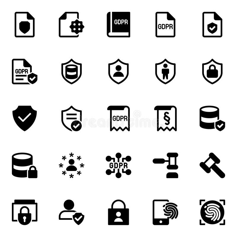 Glyph Icons for General Data Protection Regulation. Stock Vector ...