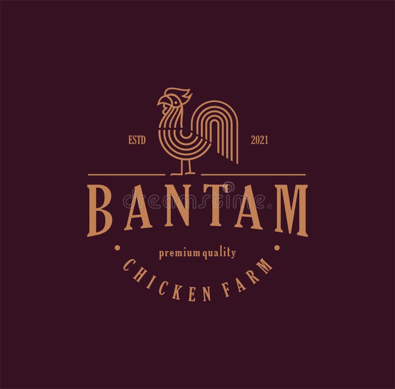 Bantam Chicken Logo Vintage Retro Design Vector Silhouette. Line Art ...