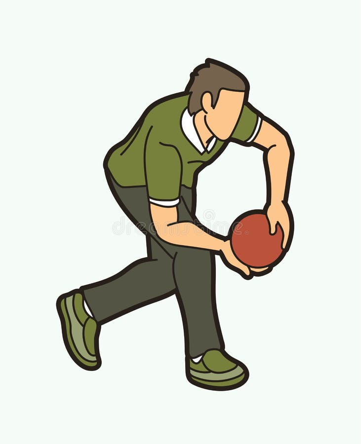 Bowling Sport Male Player Action Cartoon Graphic Vector Stock Vector ...