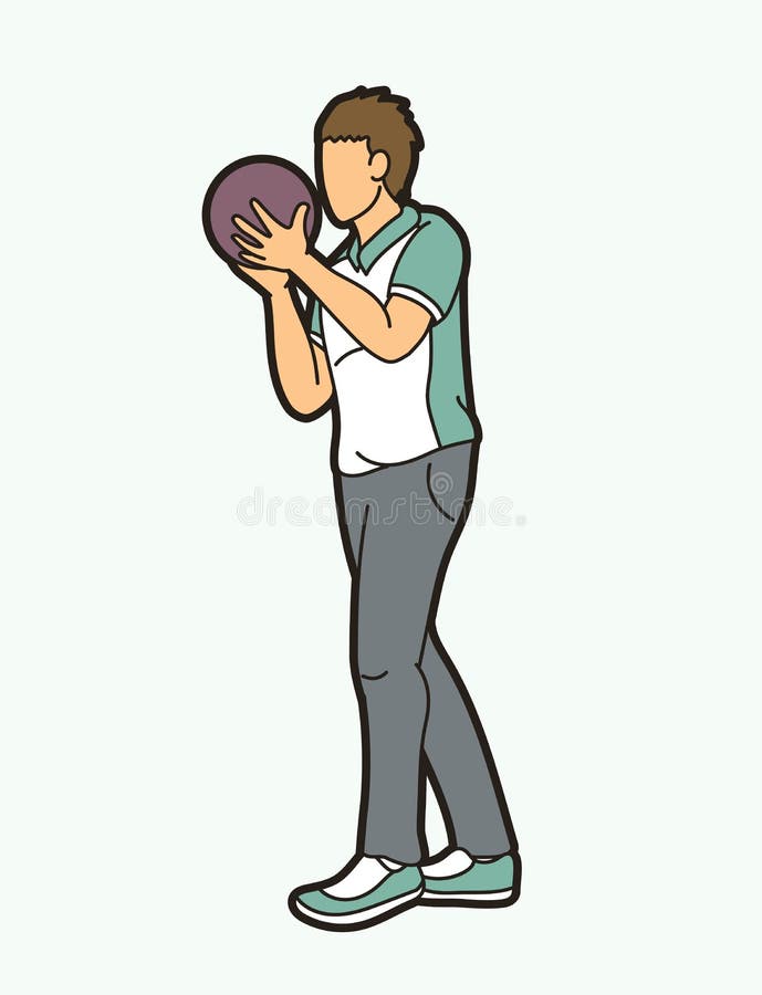 Bowling Sport Male Player Action Cartoon Graphic Vector Stock Vector ...