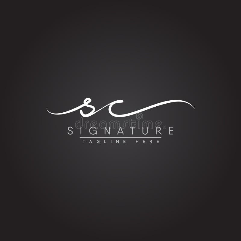 Initial Letter SC Logo - Handwritten Signature Style Logo Stock Vector ...