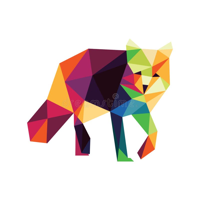 Colorful Fox Polygonal Low Poly Logo Icon Stock Vector - Illustration ...