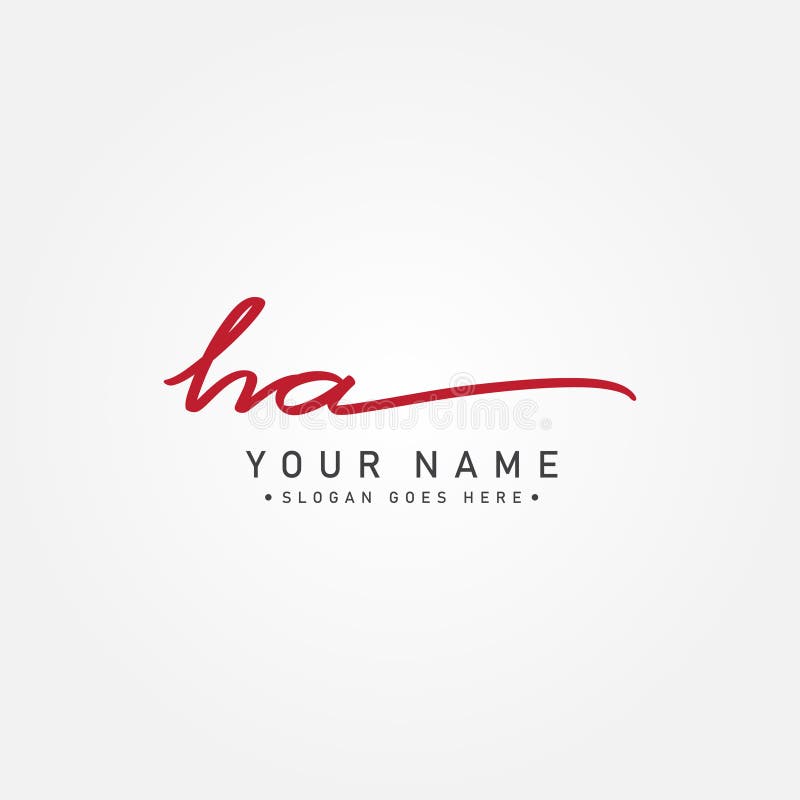 Initial Letter HA Logo - Handwritten Signature Logo Stock Vector ...