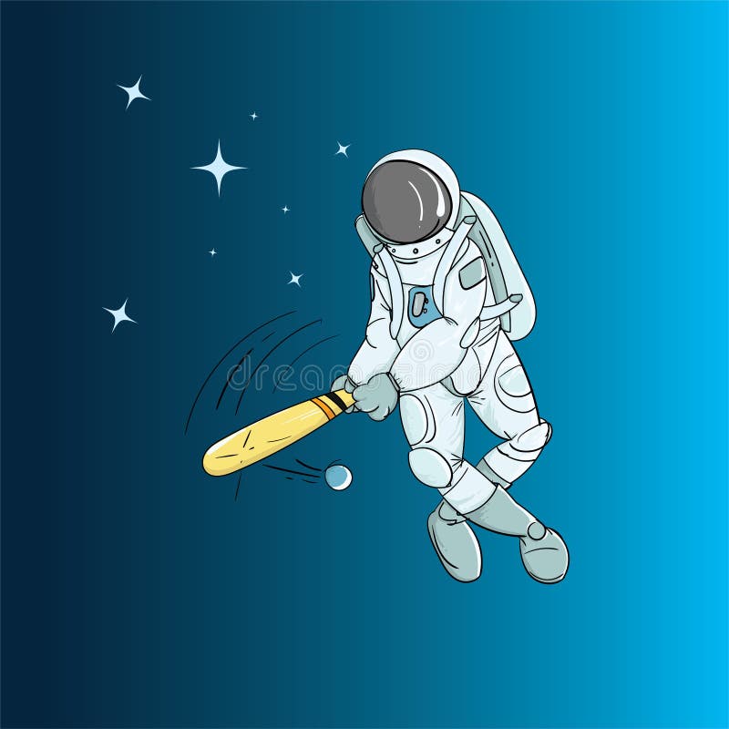 Space Baseball Illustration. Astronaut Vector Stock Vector ...