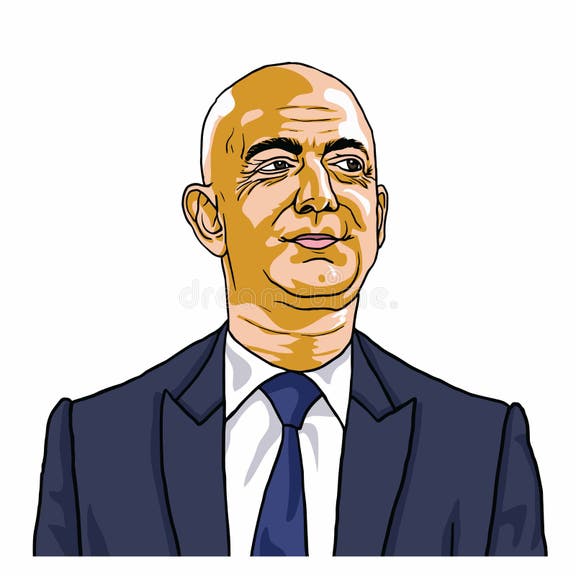 Jeff Bezos Caricature Technology Entrepreneur Billionaire Hand Drawn ...