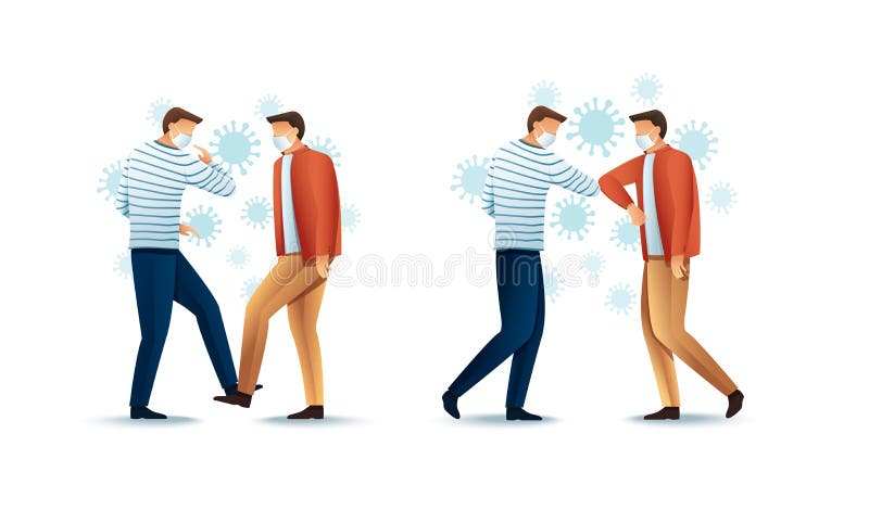 Safe Greeting To Prevent Covid-19 Coronavirus. People Keeping Distance ...