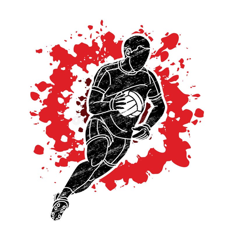 Gaelic Football Male Player Action Cartoon Sport Graphic Vector Stock ...