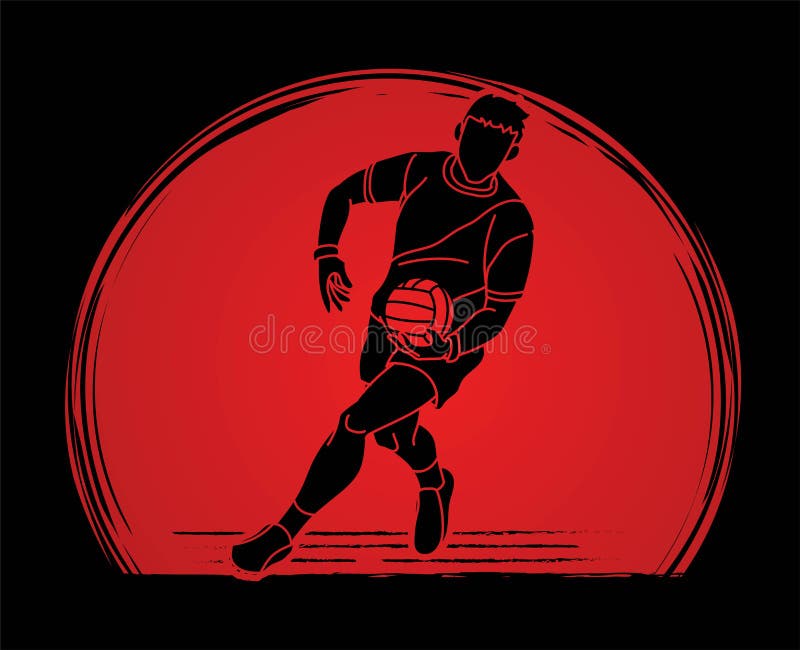 Gaelic Football Sport Male and Female Players Mix Action Cartoon ...