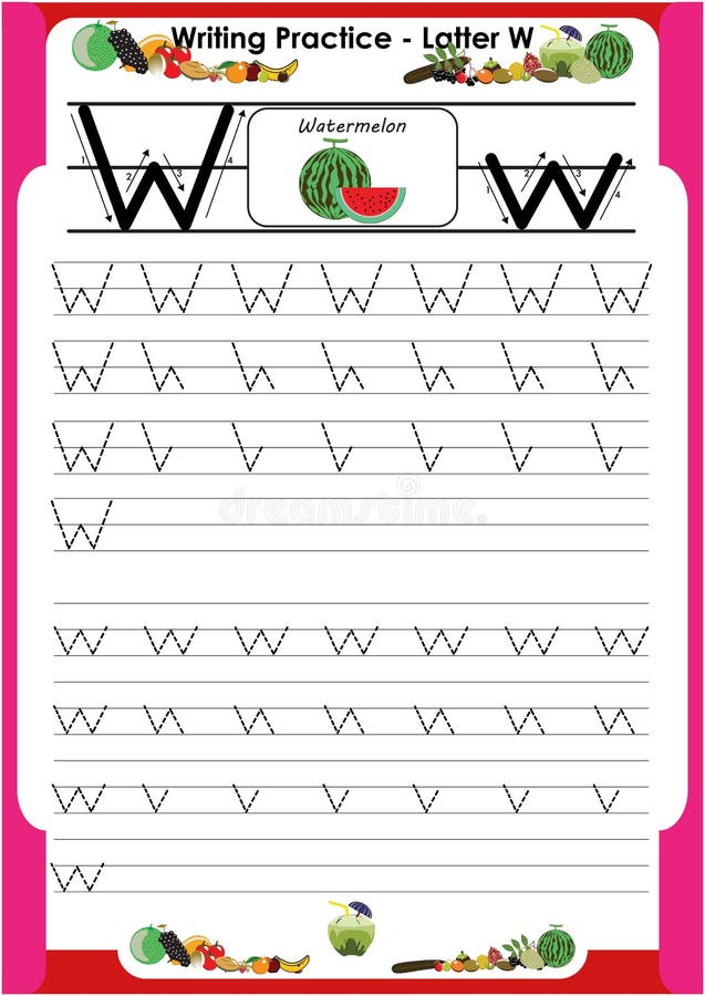 Practice Writing Letters W for Preschool or Kindergarten Children To ...