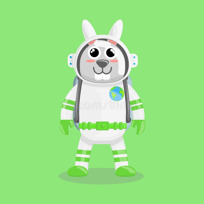 Illustration Vector Cartoon of Cute Rabbit with Astronaut Costume Stock ...