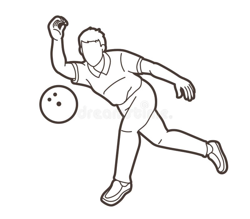 Bowling Sport Male Player Pose Cartoon Graphic Vector Stock Vector ...