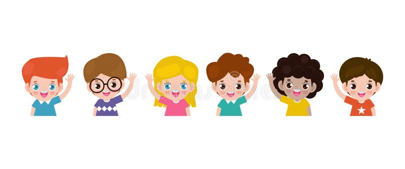 Kids waving stock illustration. Illustration of sign - 24908976