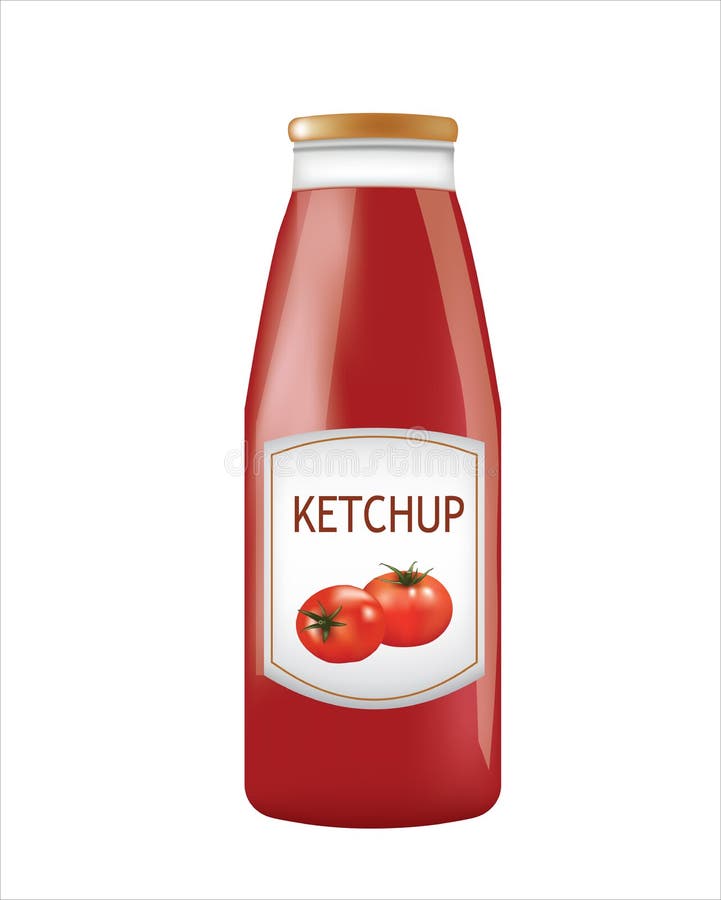 Glass ketchup bottle stock vector. Illustration of plastic - 215611254