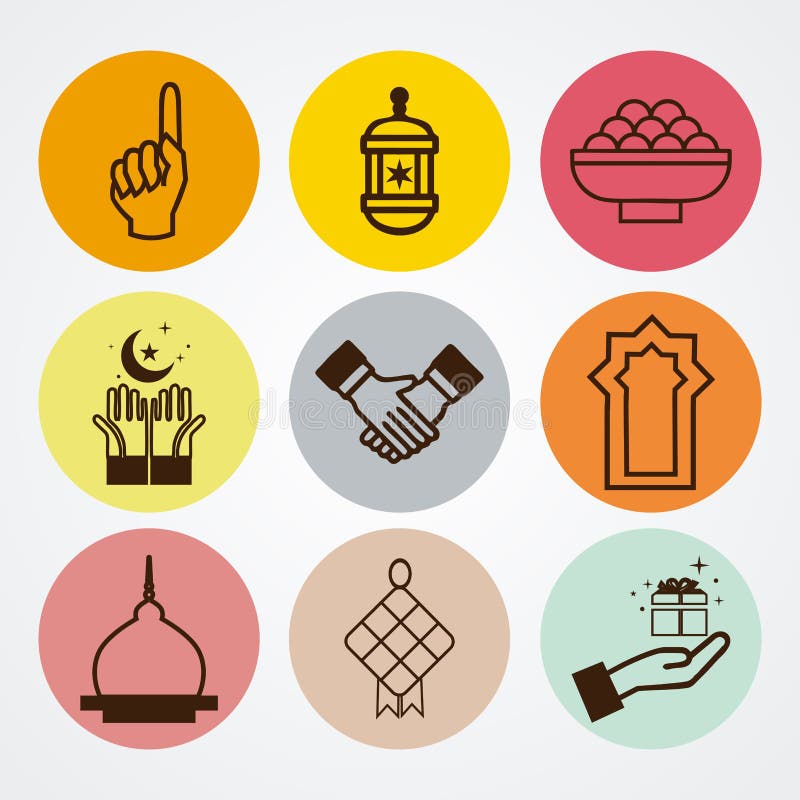 Set of Ramadan Icons, Vector Illustration. Stock Vector - Illustration ...