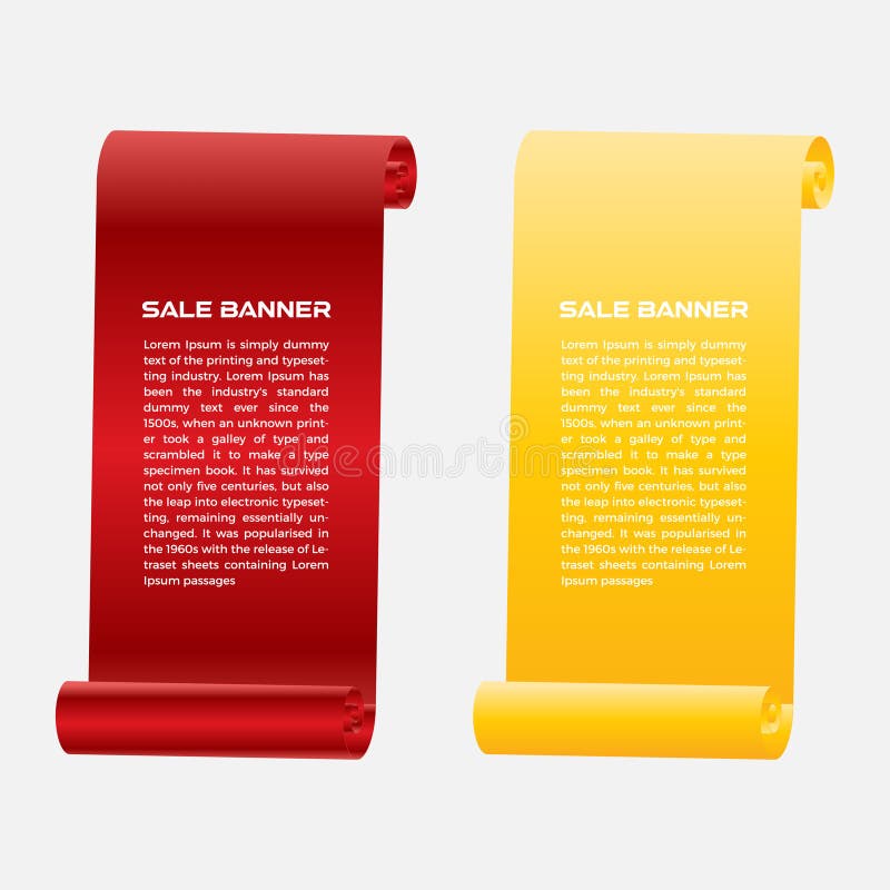 Red and Yellow Ribbon Banner, Scroll Ribbon. Sale Banner Stock Vector ...