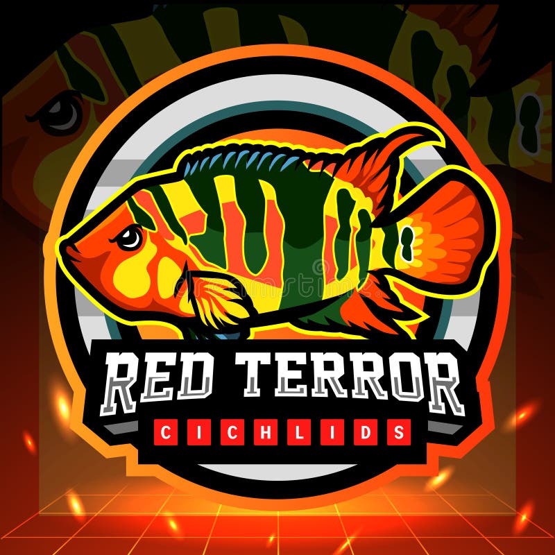 Red Terror Cichlids Fish Mascot, Esport Logo Design Stock Vector ...