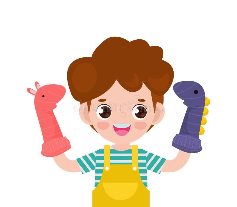 Vector Illustration Cartoon of Cute Little Children Playing Sock ...