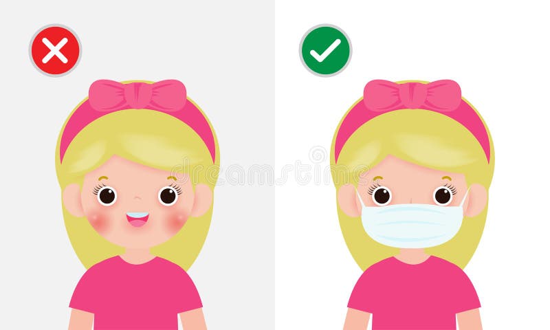 Kids Mark Protective No Entry without Face Mask or Wear a Mask Icon ...