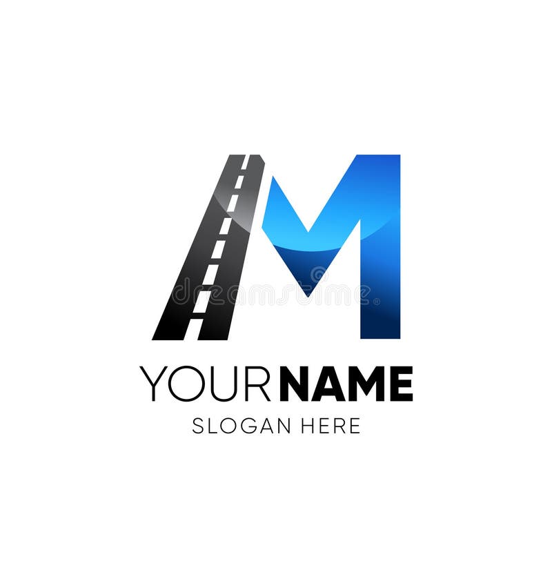 Initial M Letter Road Way Logo Design Icon Graphic Vector Stock Vector ...