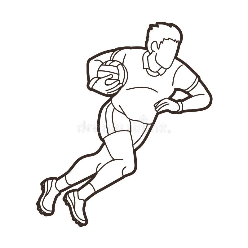 Gaelic Football Male Player Action Cartoon Sport Graphic Vector Stock ...