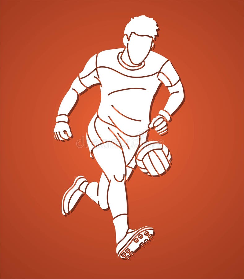 Gaelic Football Male Player Action Cartoon Sport Graphic Vector Stock ...