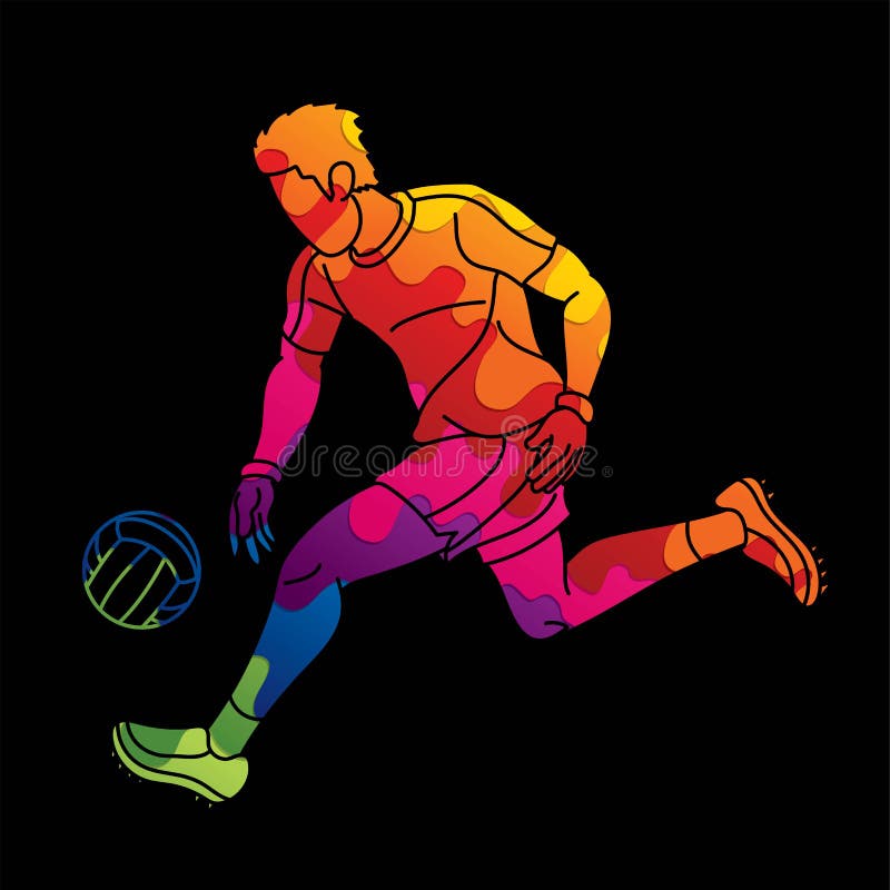 Gaelic Football Male Player Action Cartoon Sport Graphic Vector Stock ...