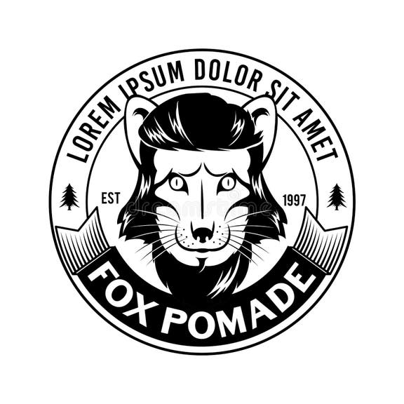 Pomade Label Design with Fox Icon Stock Vector - Illustration of ...