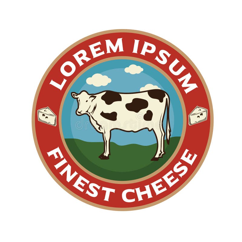 Cheese Label with Cow Icon in the Farm Yard Stock Vector - Illustration ...