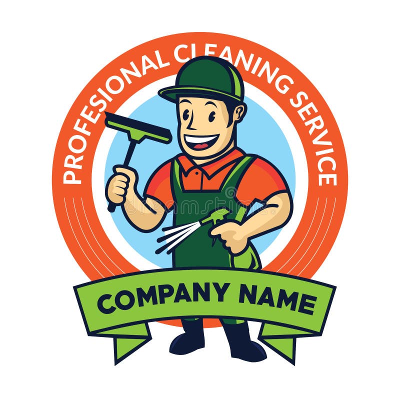 Cleaning Service Character Mascot in Retro Style Stock Vector ...