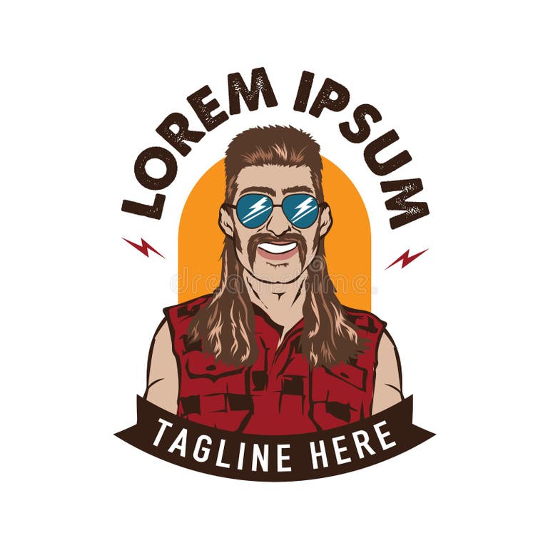 A Man with Mullet Hair Style Vector Design Stock Vector - Illustration ...