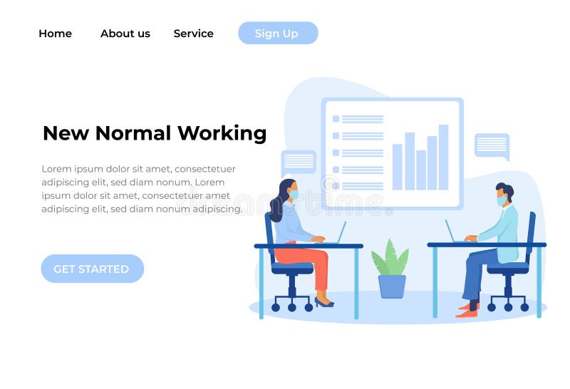 Unique Modern Flat Design Concept of New Normal Working for Website and ...