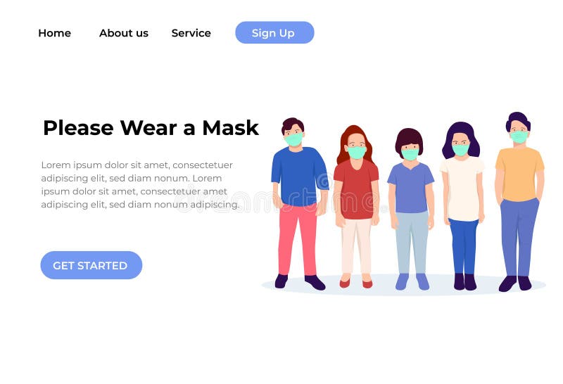 Kids Wearing Protective Mask Illustration for Website/landing Page ...