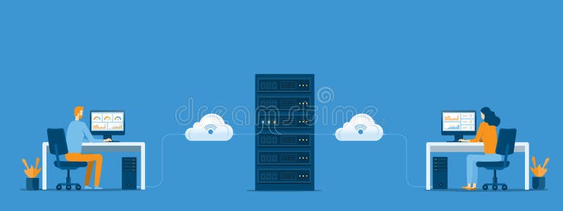 Business Technology Cloud Computing Service Concept and Datacenter Storage Server Connect on ...