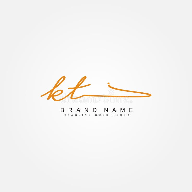 Initial Letter KT Logo - Handwritten Signature Logo Stock Vector ...