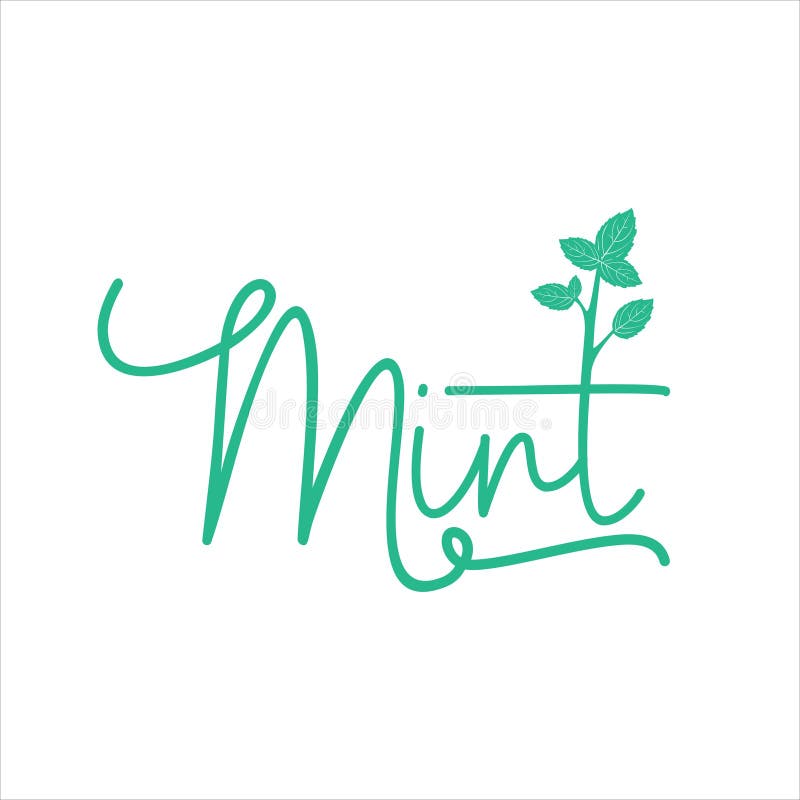 Mint Logo Lettering Leaf Plant Organic Stock Vector - Illustration of ...